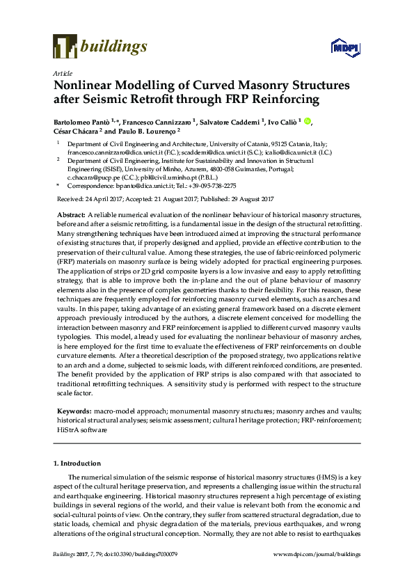 (PDF) Nonlinear Modelling of Curved Masonry Structures after Seismic Retrofit through FRP ...