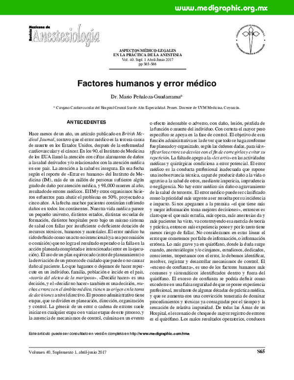 (PDF) Factores humanos y error médico