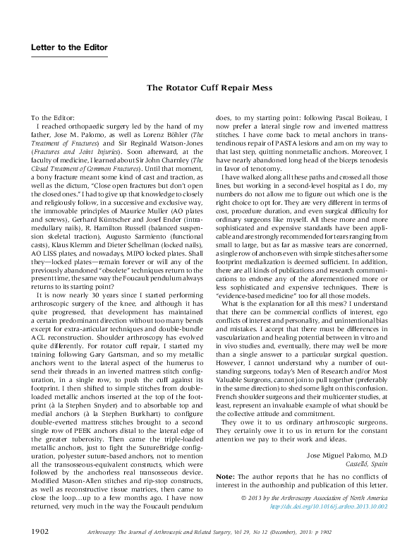(PDF) The Rotator Cuff Repair Mess