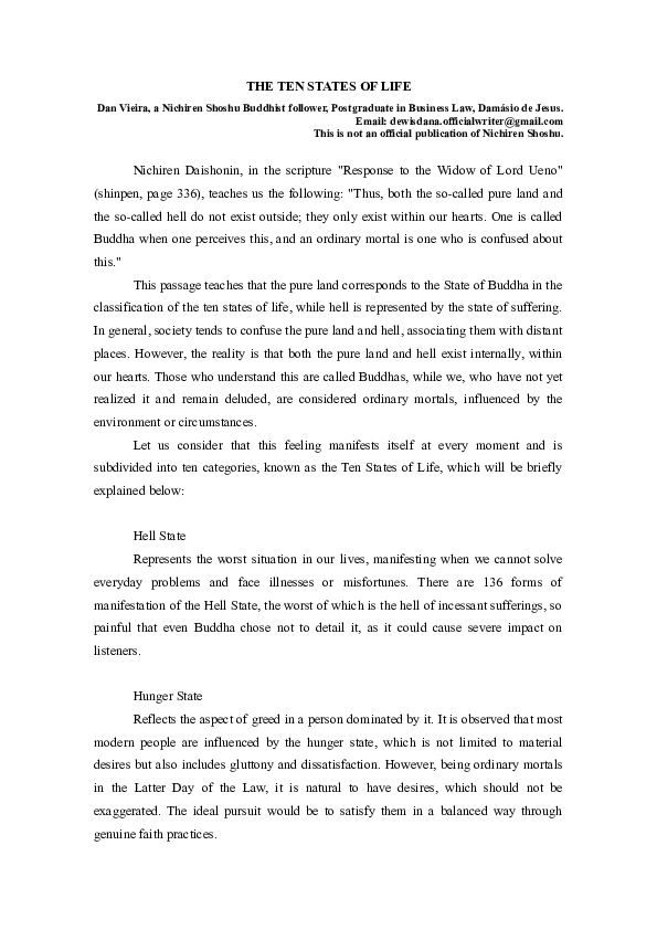 (DOC) THE TEN STATES OF LIFE