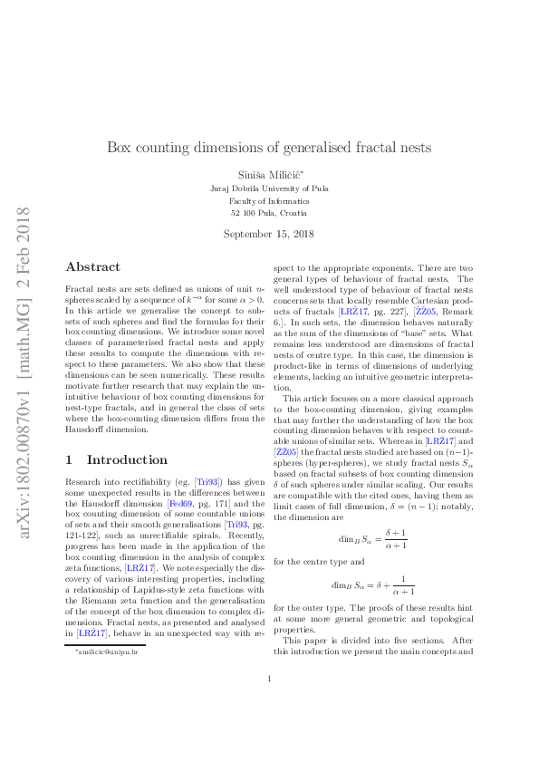(PDF) Box-counting dimensions of generalised fractal nests