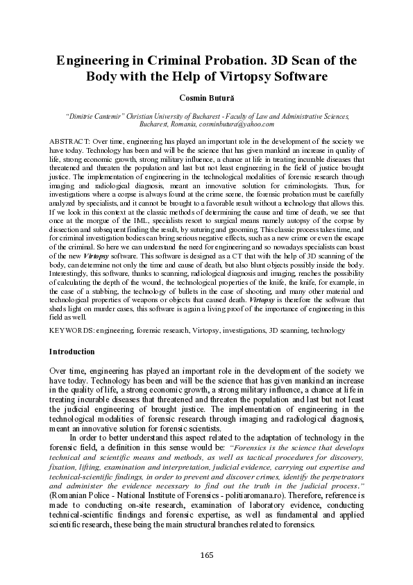 (PDF) Engineering in Criminal Probation. 3D Scan of the Body with the ...