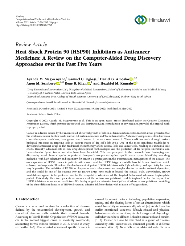 (PDF) Heat Shock Protein 90 (HSP90) Inhibitors as Anticancer Medicines: A Review on the Computer ...