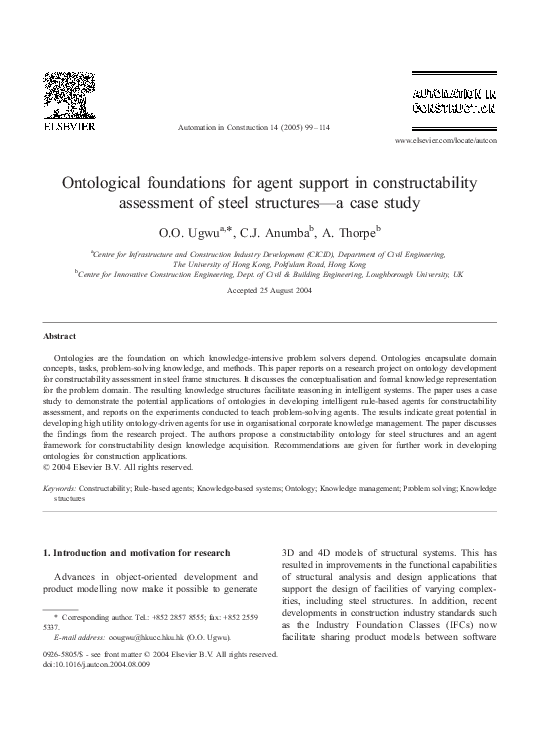 (PDF) Ontological foundations for agent support in constructability assessment of steel ...