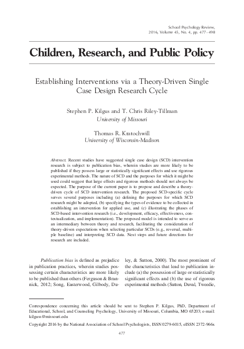 (PDF) Establishing Interventions via a Theory-Driven Single Case Design ...