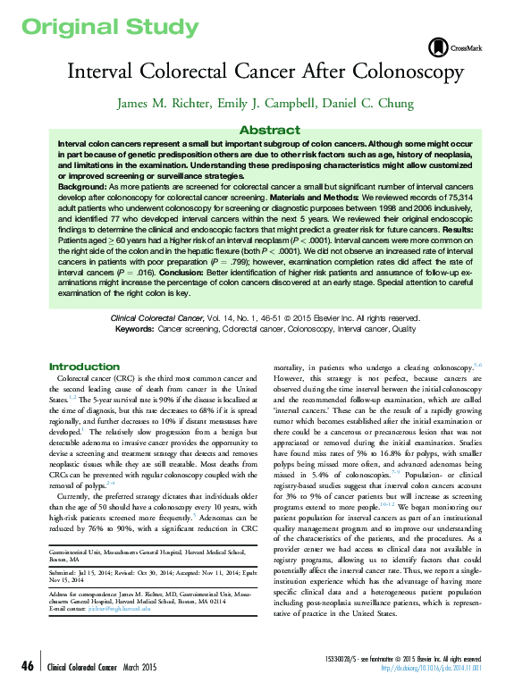 (PDF) Interval Colorectal Cancer After Colonoscopy