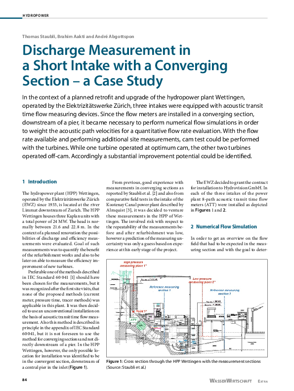 (PDF) Discharge Measurement in a Short Intake with a Converging Section ...