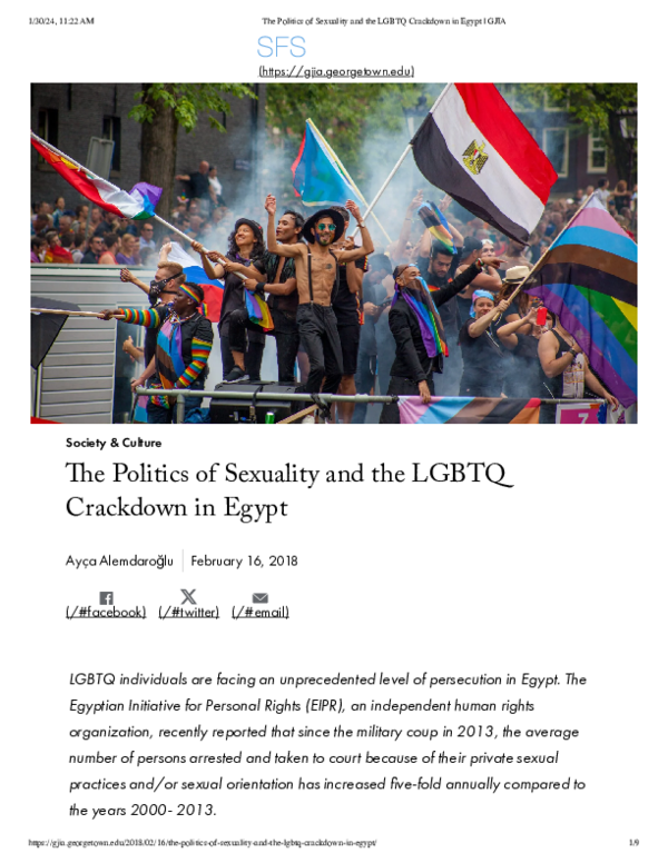 (PDF) The politics of sexuality and the LGBTQ crackdown in Egypt