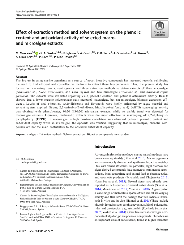 (PDF) Effect of extraction method and solvent system on the phenolic content and antioxidant ...