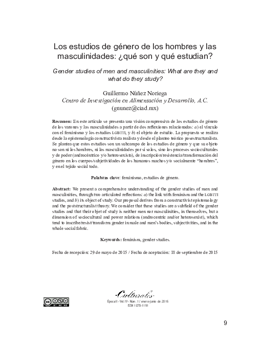 (PDF) Los estudios de género de los hombres y las masculinidades: ¿qué ...