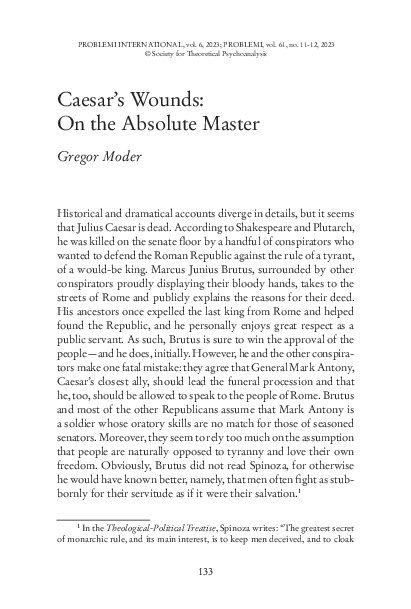 (PDF) Caesar's Wounds: On the Absolute Master