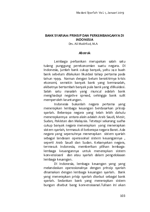 (PDF) Bank Syariah: Prinsip Dan Perkembanganya DI Indonesia
