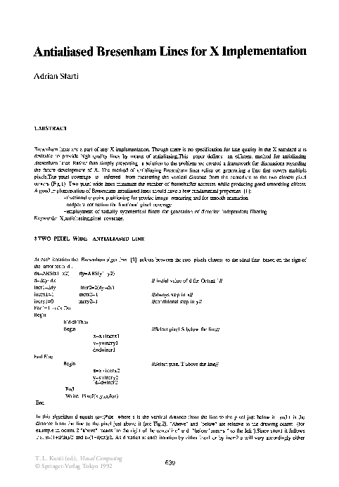 (PDF) AntiaIiased Bresenham Lines for X Implementation