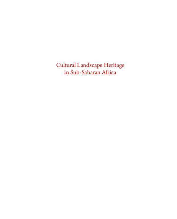 (PDF) Cultural Landscape Heritage in Sub-Saharan Africa
