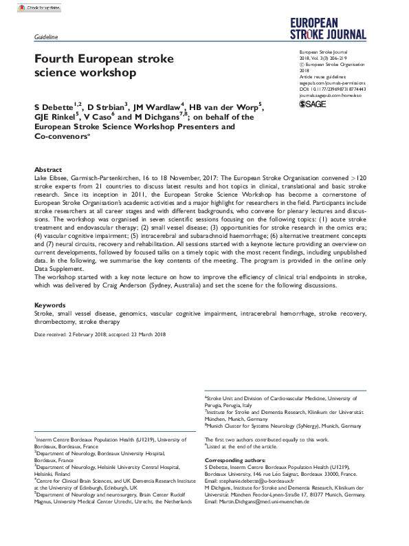 (PDF) Fourth European stroke science workshop