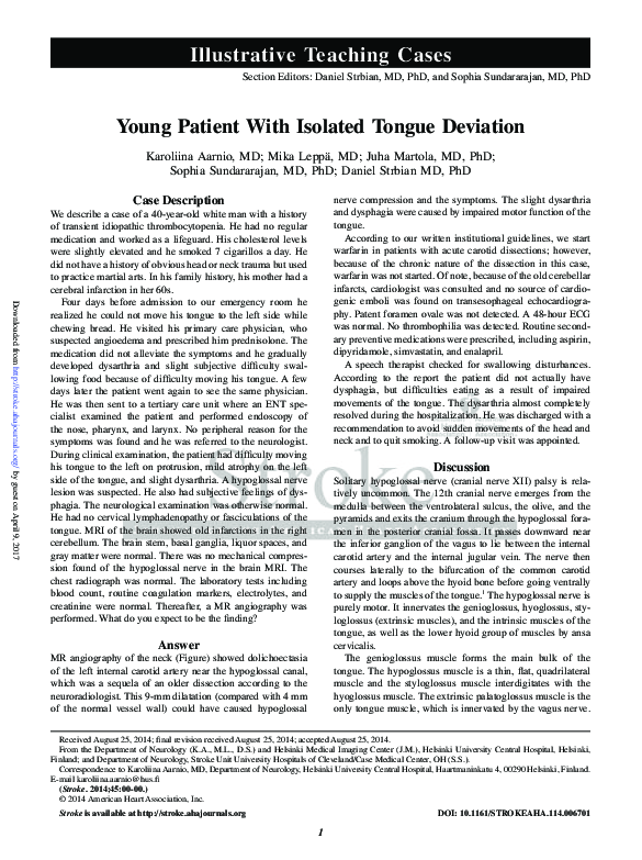 (PDF) Young Patient With Isolated Tongue Deviation