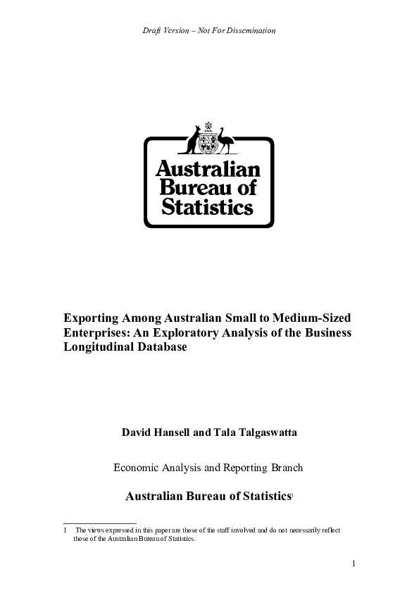 Pdf Exporting Among Australian Small To Medium Sized Enterprises An Exploratory Analysis Of 