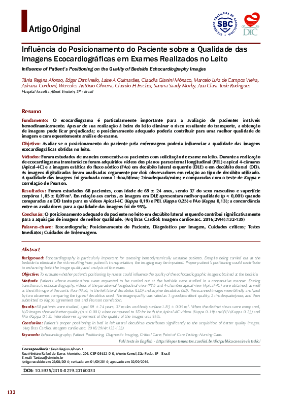 (PDF) Influence of Patient’s Positioning on the Quality of Bedside ...