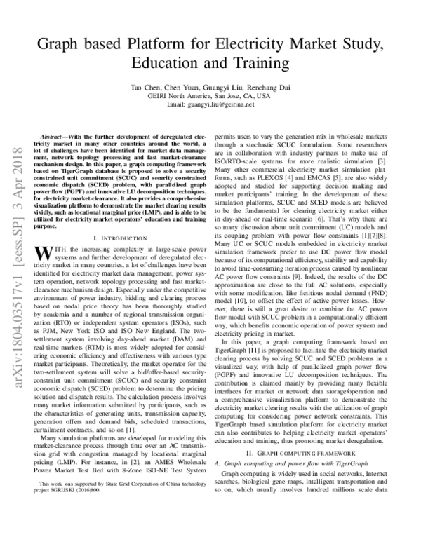 (PDF) Graph based Platform for Electricity Market Study, Education and ...