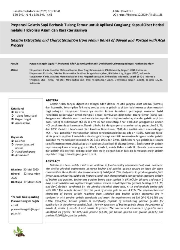 (PDF) Gelatin Extraction and Characterization from Femur Bones of ...