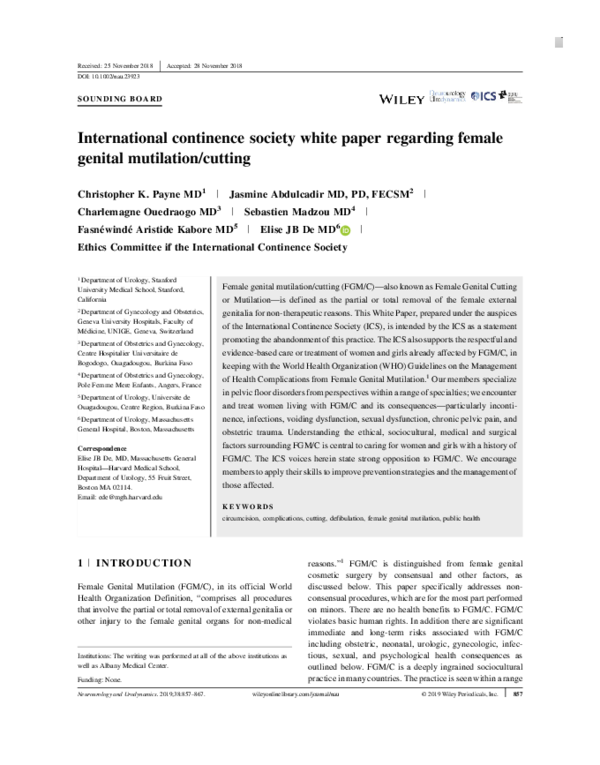 (PDF) International continence society white paper regarding female ...