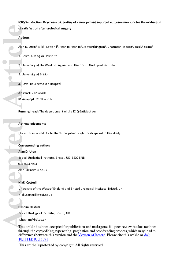 (PDF) International consultation on incontinence questionnaire short ...