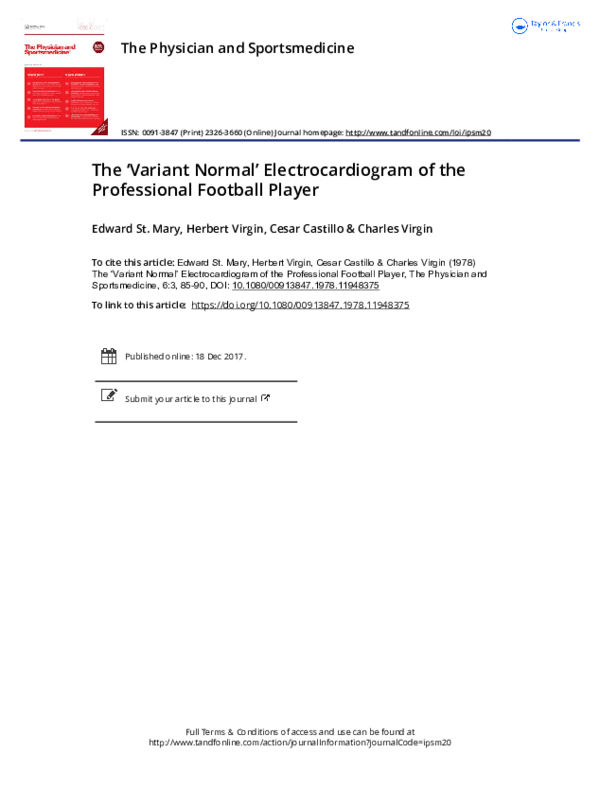 (PDF) The 'Variant Normal' Electrocardiogram of the Professional ...