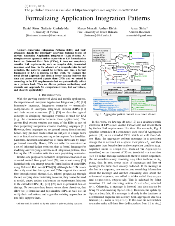 (PDF) Formalizing Application Integration Patterns | aman sinha - Academia.edu