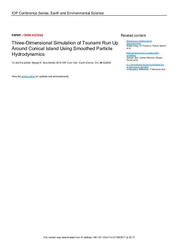 (PDF) Three-Dimensional Simulation of Tsunami Run Up Around Conical Island Using Smoothed ...