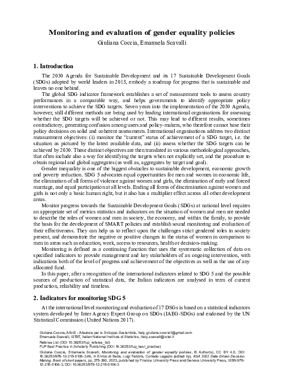 (PDF) Monitoring and evaluation of gender equality policies