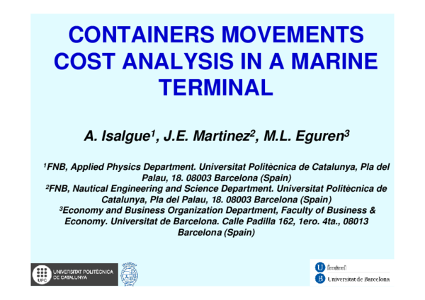 (PDF) Containers movement cost analysis in a maritime terminal