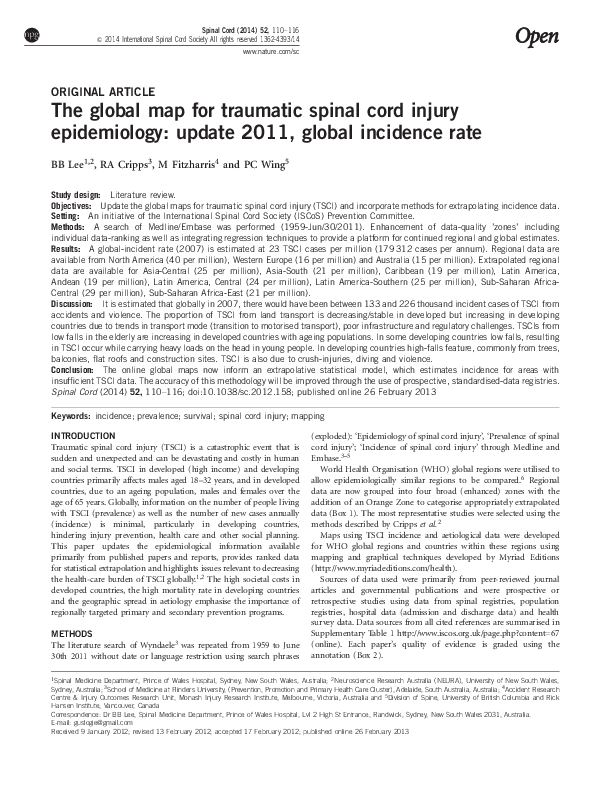 (PDF) The global map for traumatic spinal cord injury epidemiology ...