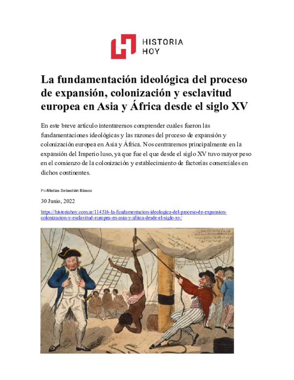 (DOC) La fundamentación ideológica del proceso de expansión, colonización y esclavitud europea ...
