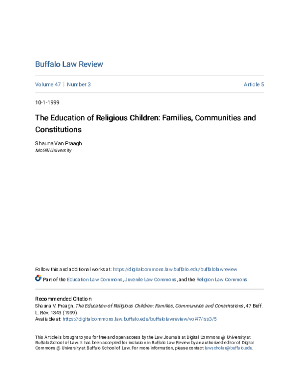 (PDF) The Education of Religious Children: Families, Communities and ...
