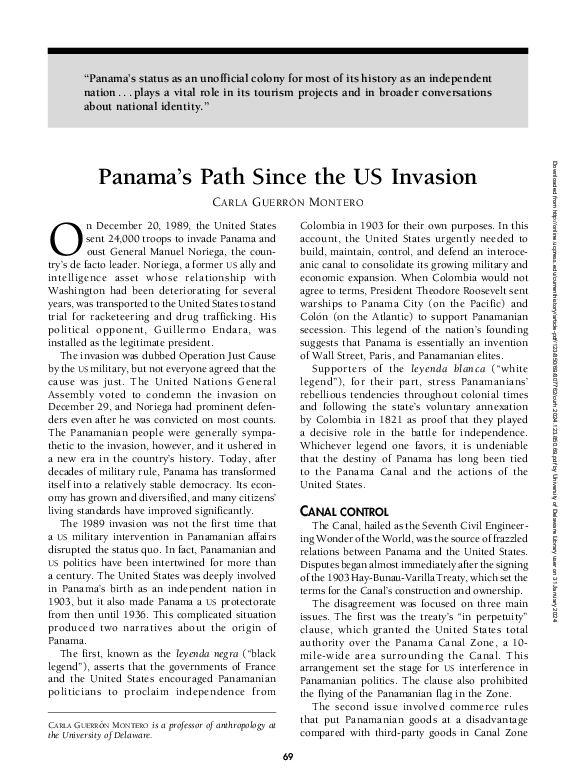 (PDF) Panama's Path Since the US Invasion