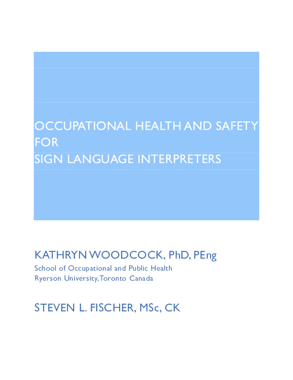 (PDF) Occupational Health and Safety for Sign Language Interpreters