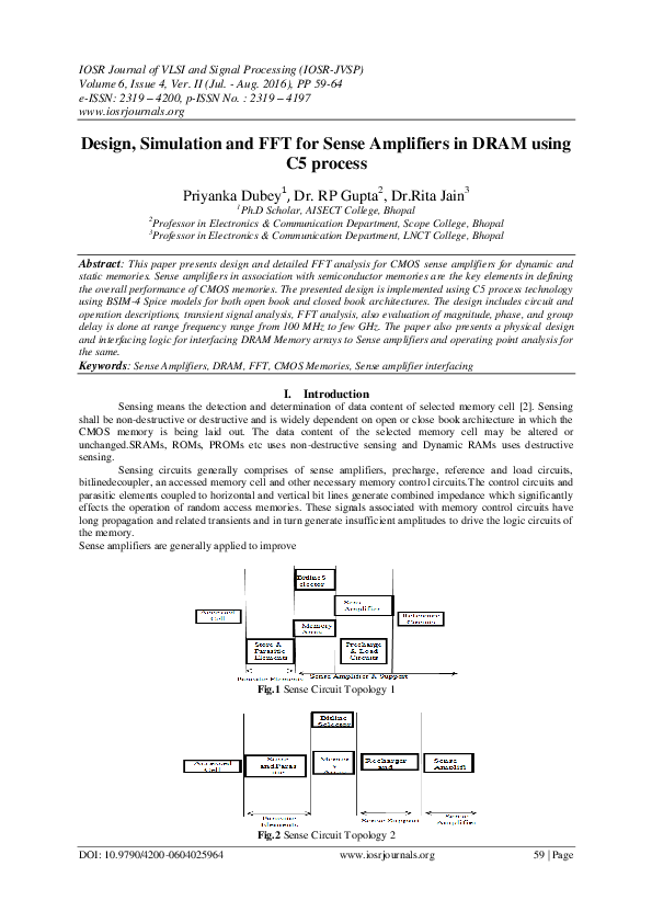 (PDF) Design, Simulation and FFT for Sense Amplifiers in DRAM using C5 ...