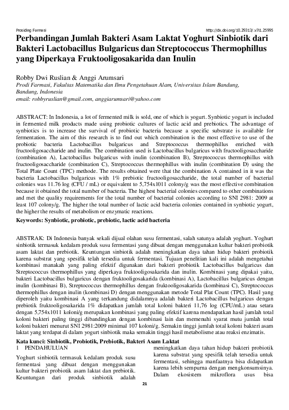 (PDF) Perbandingan Jumlah Bakteri Asam Laktat Yoghurt Sinbiotik dari Bakteri Lactobacillus ...