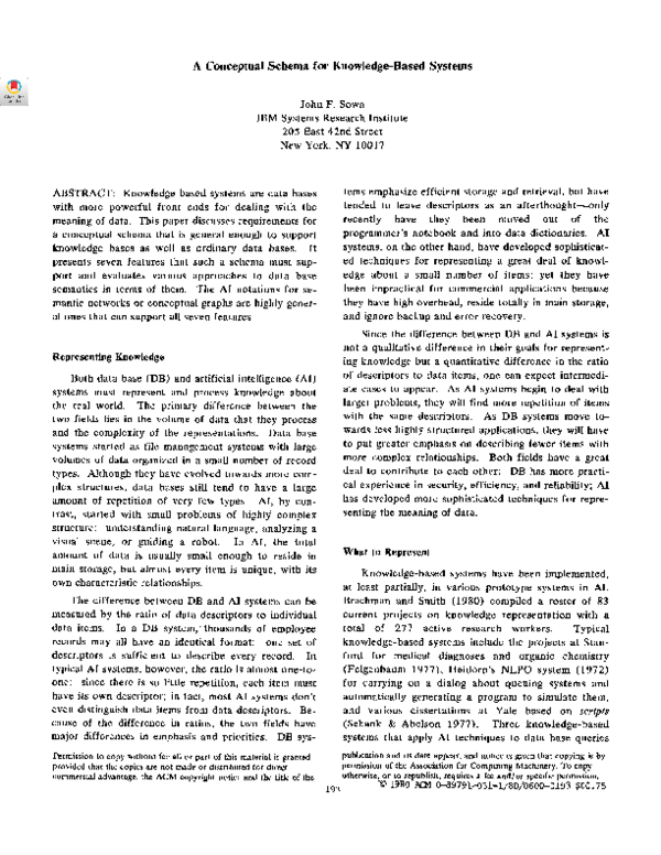 (PDF) A conceptual schema for Knowledge-based systems