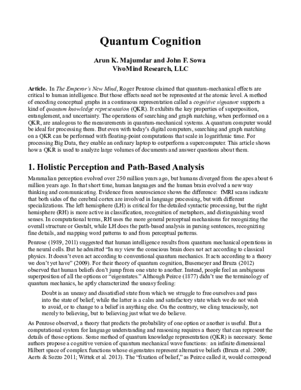 (PDF) Quantum Cognition