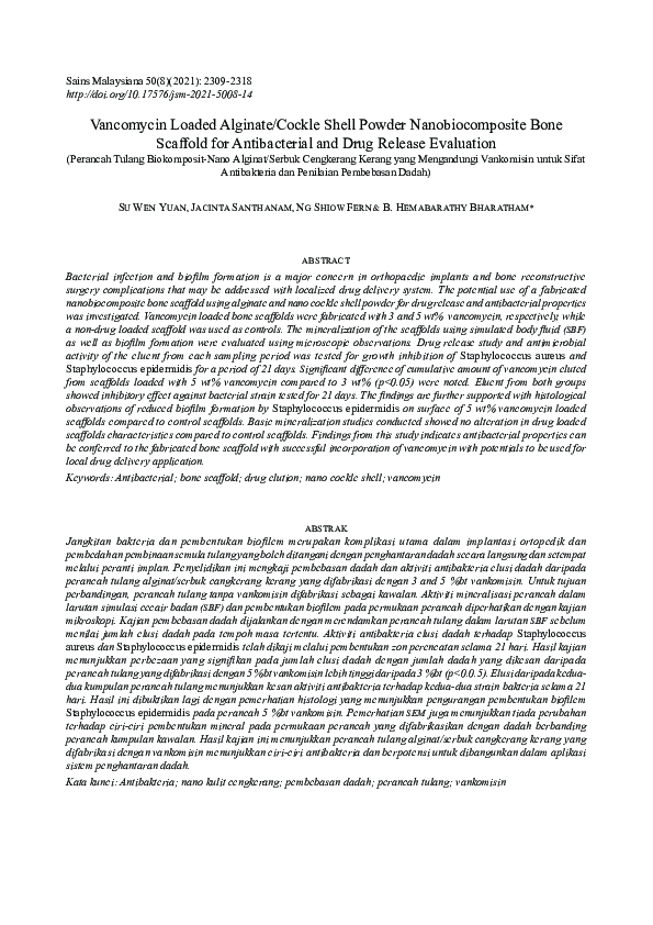 (PDF) Vancomycin Loaded Alginate/Cockle Shell Powder Nanobiocomposite ...