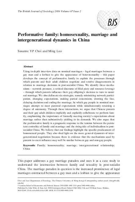 (PDF) Performative family: homosexuality, marriage and ...