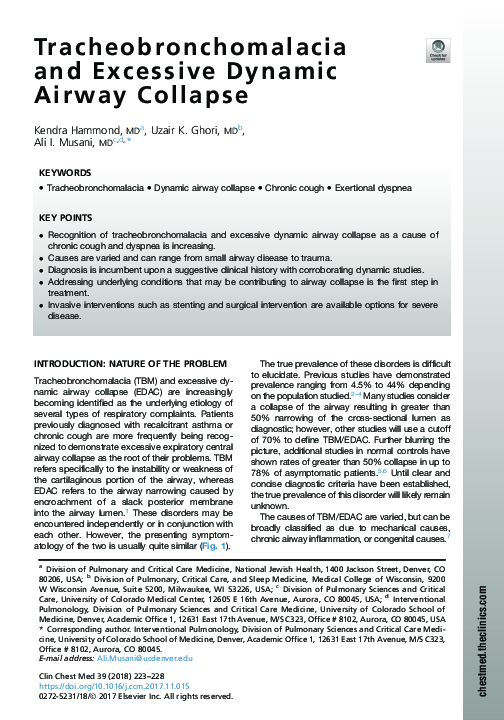 (PDF) Tracheobronchomalacia and Excessive Dynamic Airway Collapse ...