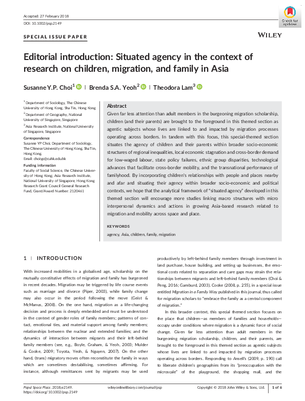 (PDF) Editorial introduction: Situated agency in the context of ...