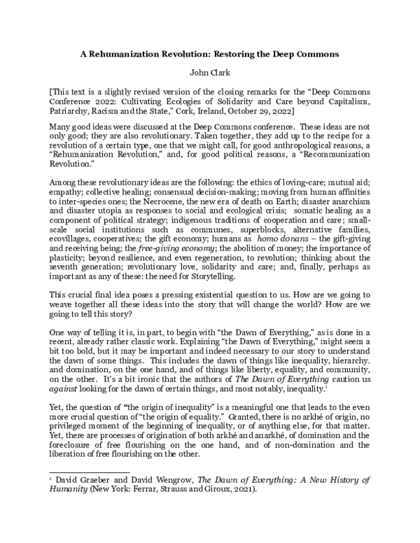 (DOC) "A Rehumanization Revolution: Restoring the Deep Commons"