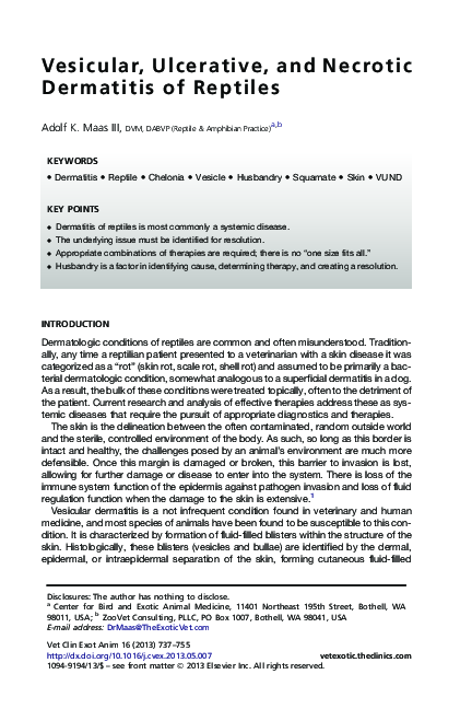 (PDF) Vesicular, Ulcerative, and Necrotic Dermatitis of Reptiles ...
