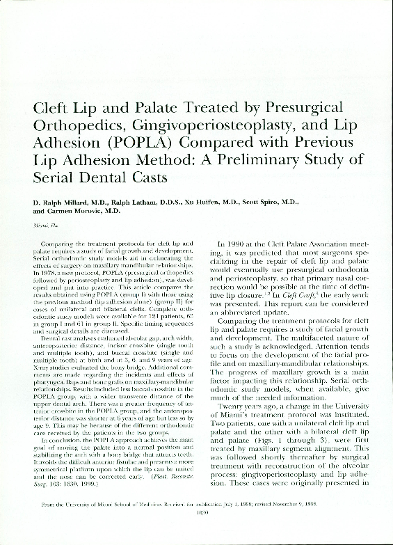 (PDF) Cleft Lip and Palate Treated by Presurgical Orthopedics ...