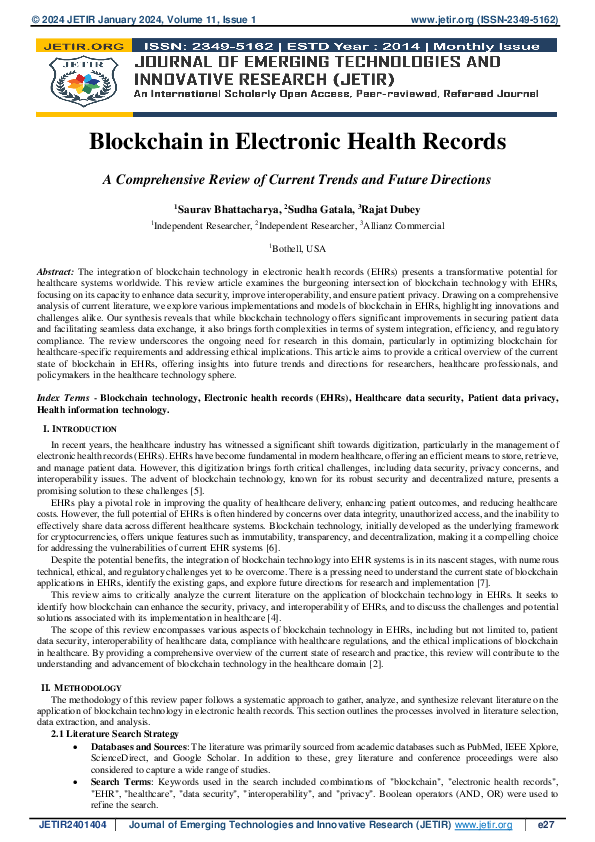 (PDF) Blockchain in Electronic Health Records A Comprehensive Review of ...