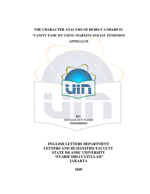 (PDF) The character analysis of Rebecca Sharp in 'Vanity Fair' by using ...