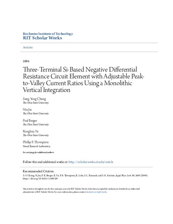 (PDF) Three-terminal Si-based negative differential resistance circuit ...